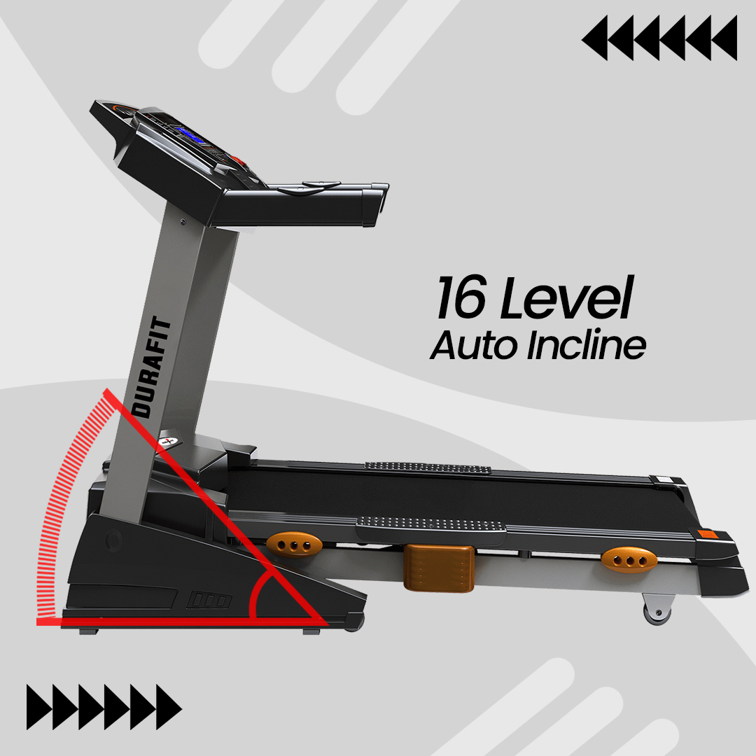 Durafit Heavy Hike | 5 HP Peak DC Motorized Foldable Treadmill | Auto ...