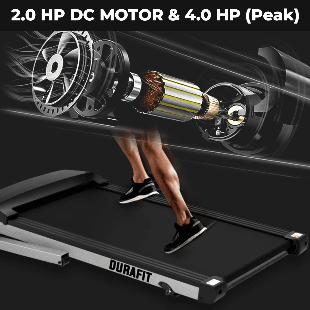 Durafit Strong | 4 HP Peak DC Motorized Foldable Treadmill | Manual ...