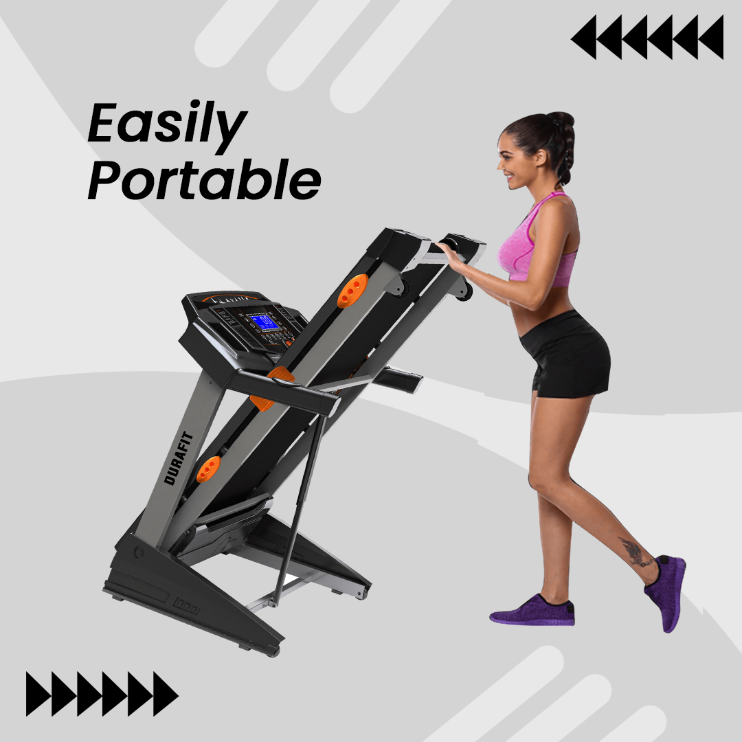 Durafit Heavy Hike | 5 HP Peak DC Motorized Foldable Treadmill | Auto ...